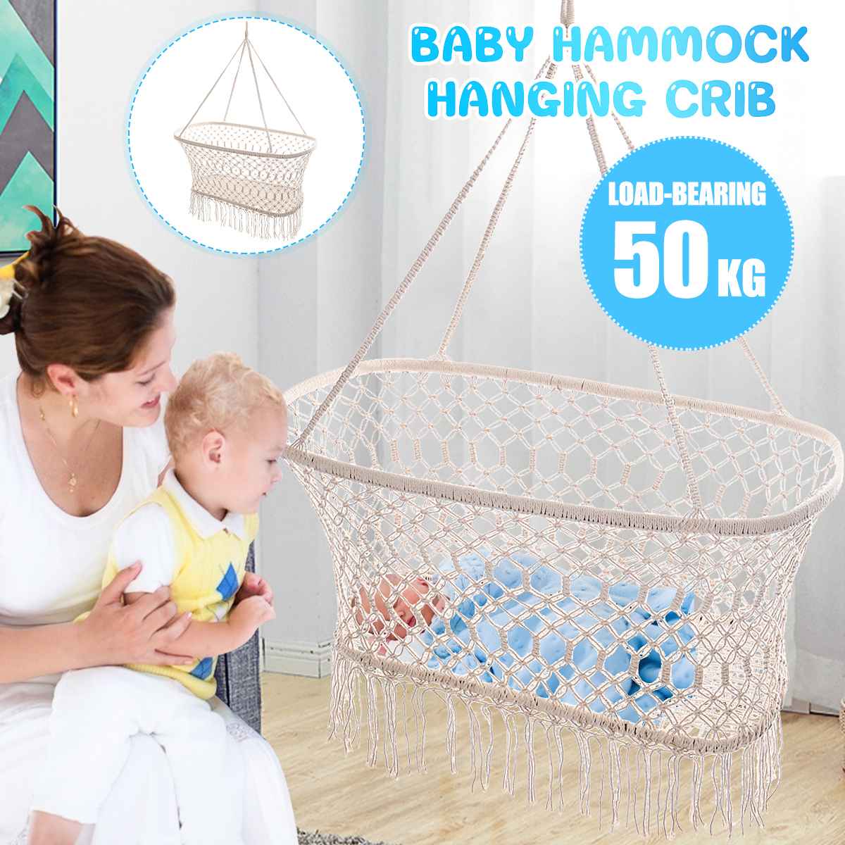 Nordic Wind Baby Hammock Cotton Rope Hammock Chair... – Vicedeal