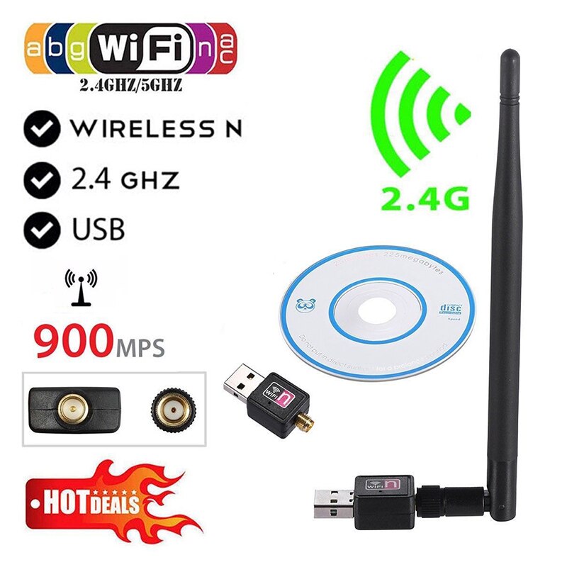 USB Wireless Wifi Adapter 900mbps 802.11b/g/n USB ... – Grandado