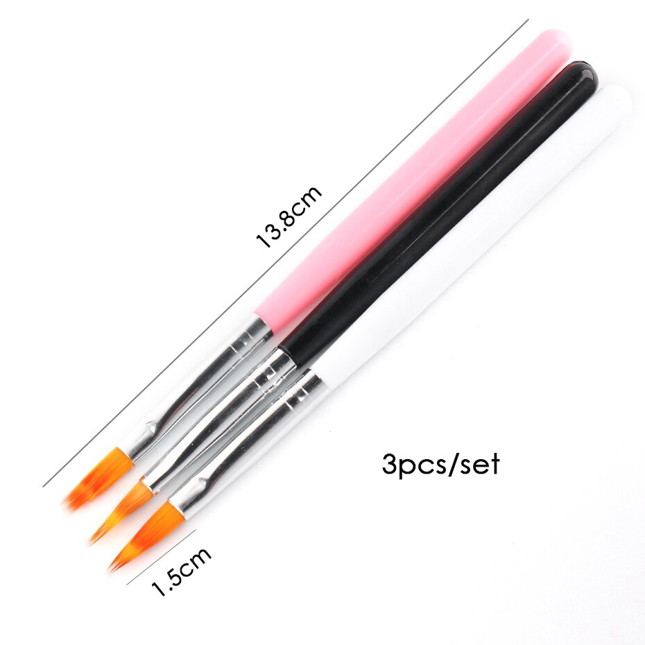 3pc Nail Art Brush Set UV Polish Gel Pen Marbled O... – Grandado