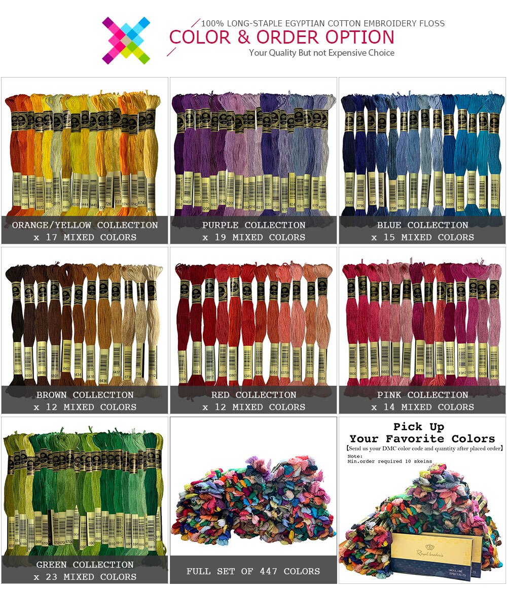 All 447 Rainbow Colors Embroidery Floss Pack 100% ... – Grandado