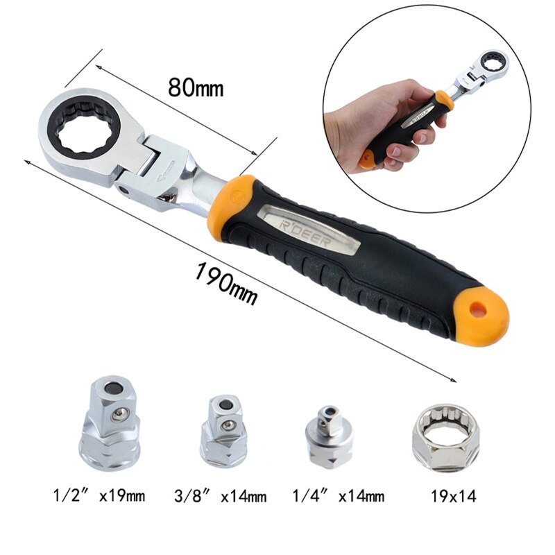 5pcs/set Ratchet Wrench 1/4" 3/8" 1/2" Adjustable ... – Grandado