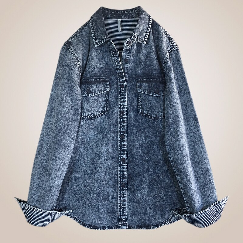 SuperAen Cowboy Shirt Women Wash Cotton Bottom Ful... – Grandado