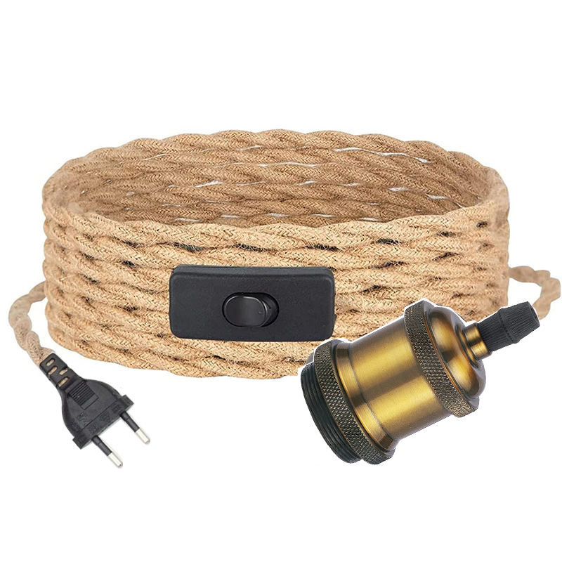 4.5M 3M Power Cord Pendant Light Twist Hemp Rope C... – Grandado