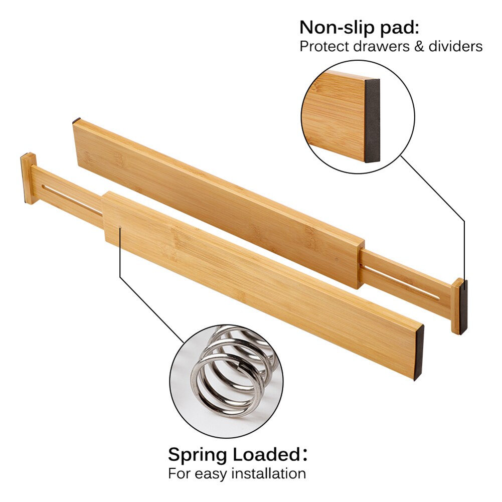 Bamboo Drawer Dividers Kitchen Drawer Organizer Ad... – Vicedeal