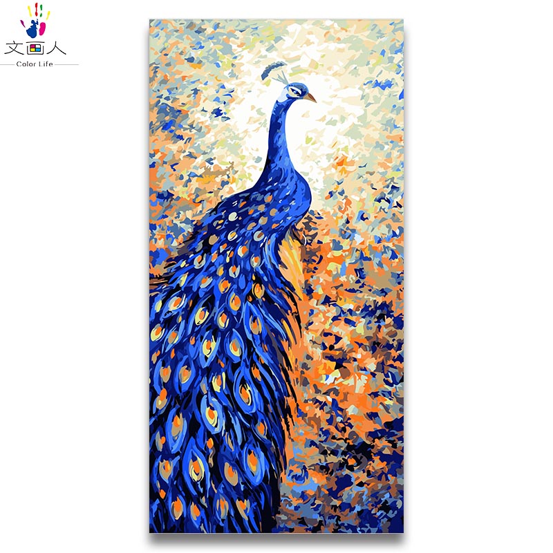 Blue Big Peacock Coloring By Numbers Picture Paint... – Grandado
