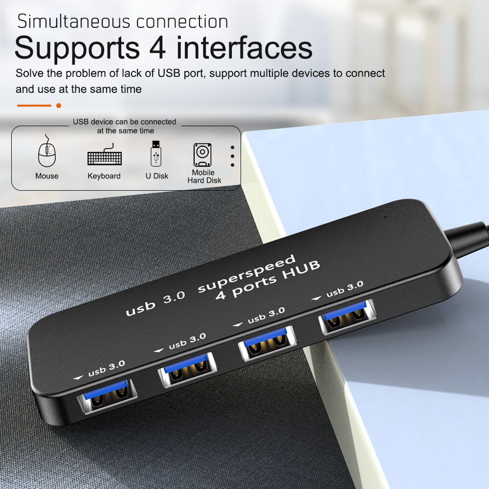 NOHON-HUB con 4 puertos USB 3,0, divisor externo, ... – Grandado