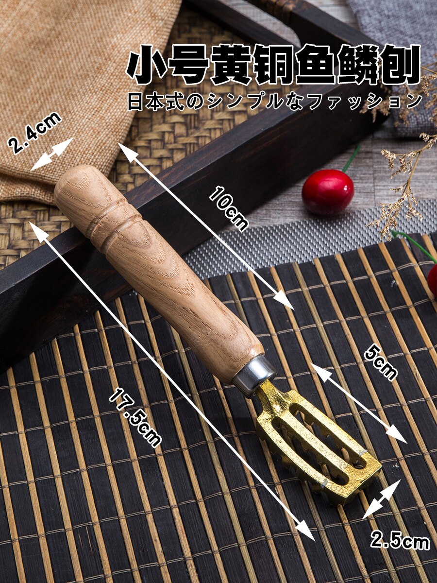 Japanese style brass fish scale scraper solid wood... – Grandado
