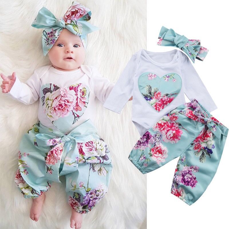 Girl Clothing Outfit Kids Floral 3PCS Set Cute Flo... – Grandado