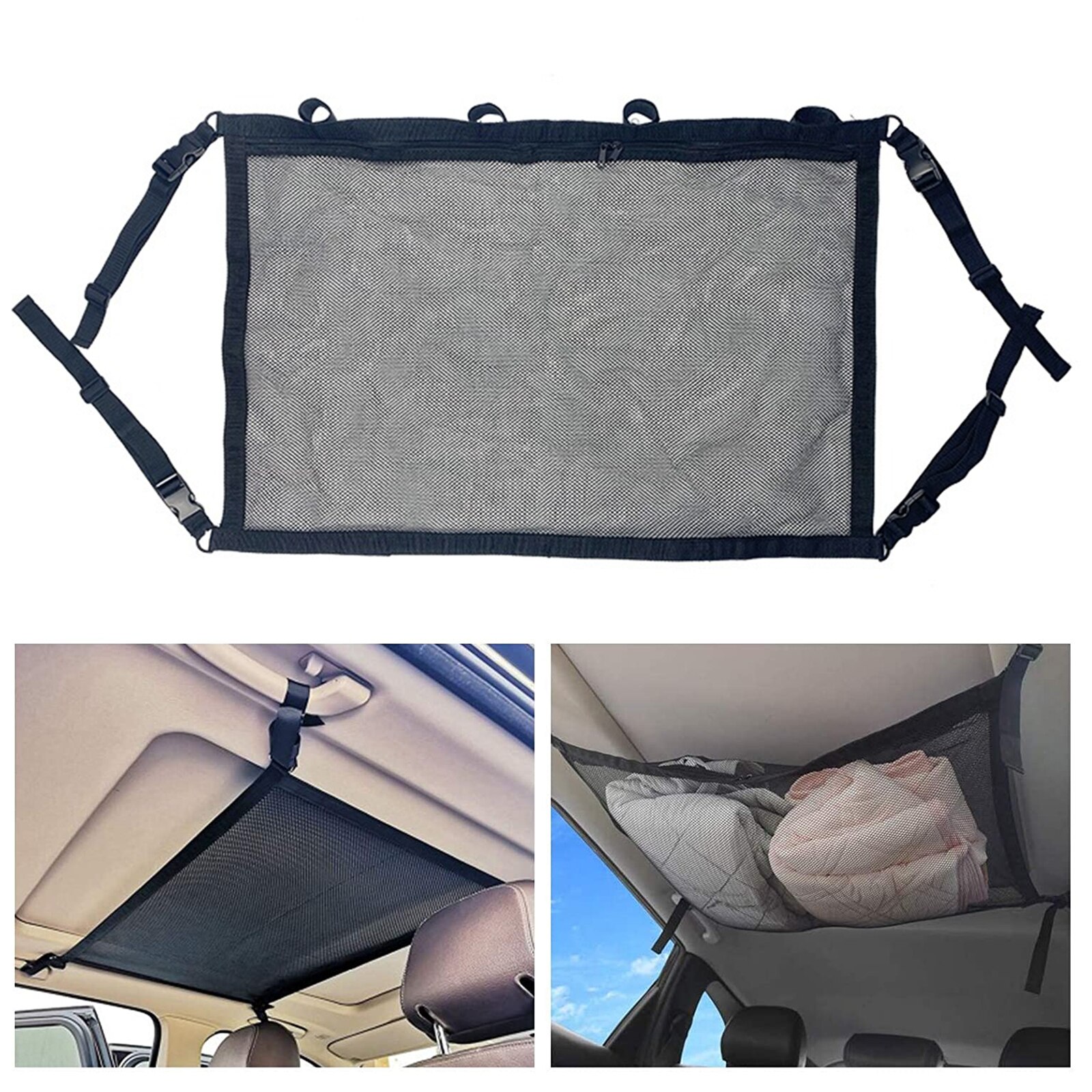 Ceiling Storage Mesh With Fishing Rod Holder Black... – Grandado