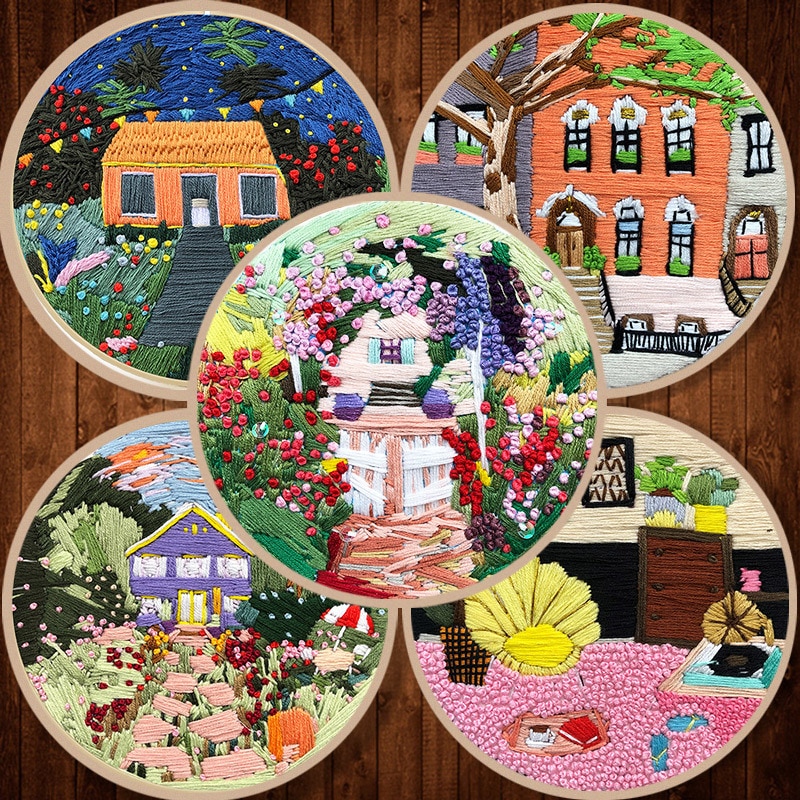 Embroidery Kit for Beginner French Landscape DIY E... – Vicedeal
