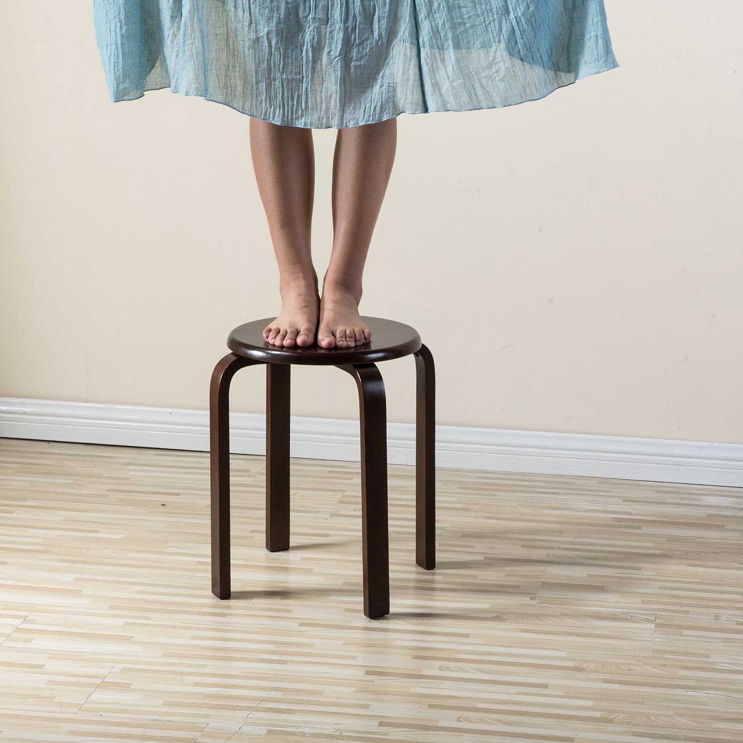 Modern K/D Rubber Wooden Stools Practical Round St... – Grandado