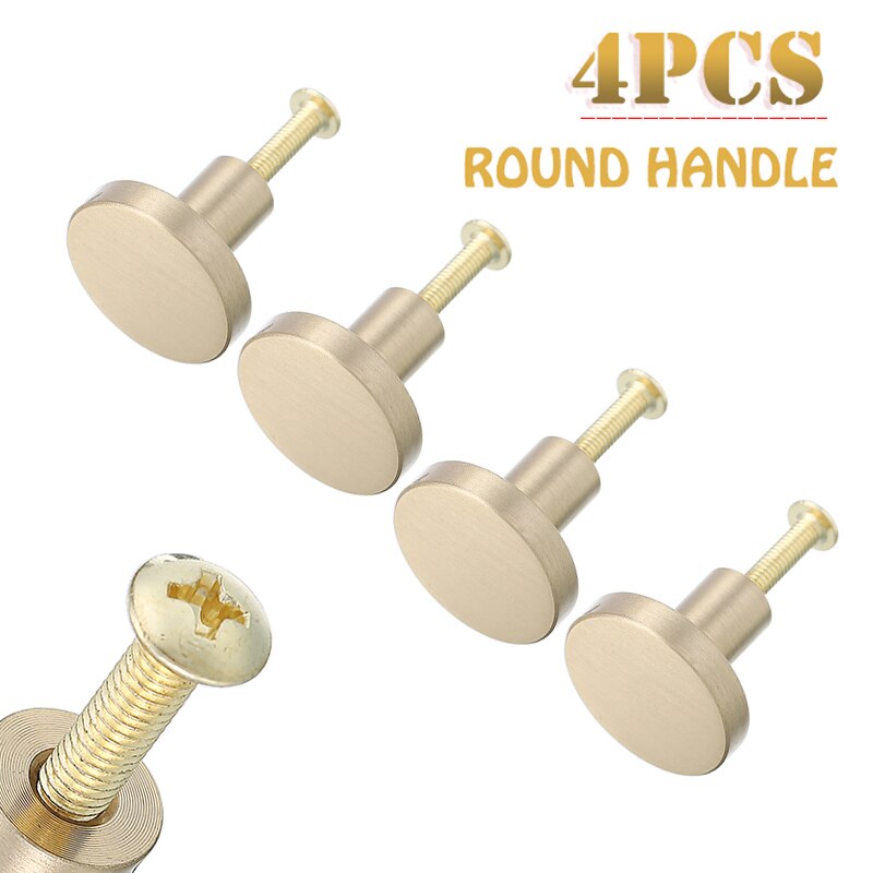4Pcs Solid Brass Round Gold Brass Handles Kitchen ... – Grandado