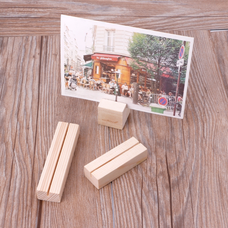 Natural Wood Memo Clips Photo Holder Clamps Stand ... – Vicedeal