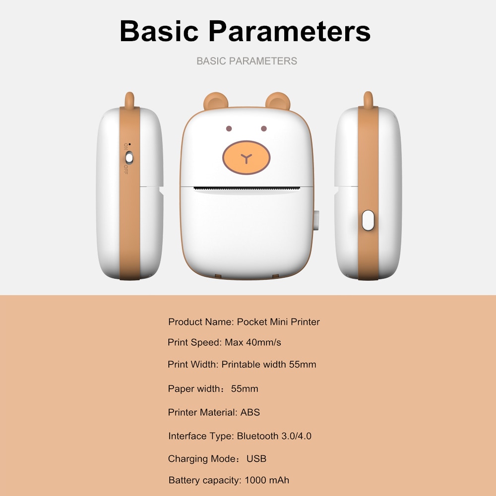 Smart Pocket Mini Printer 203Dpi Hd Draagbare Bt V... – Grandado