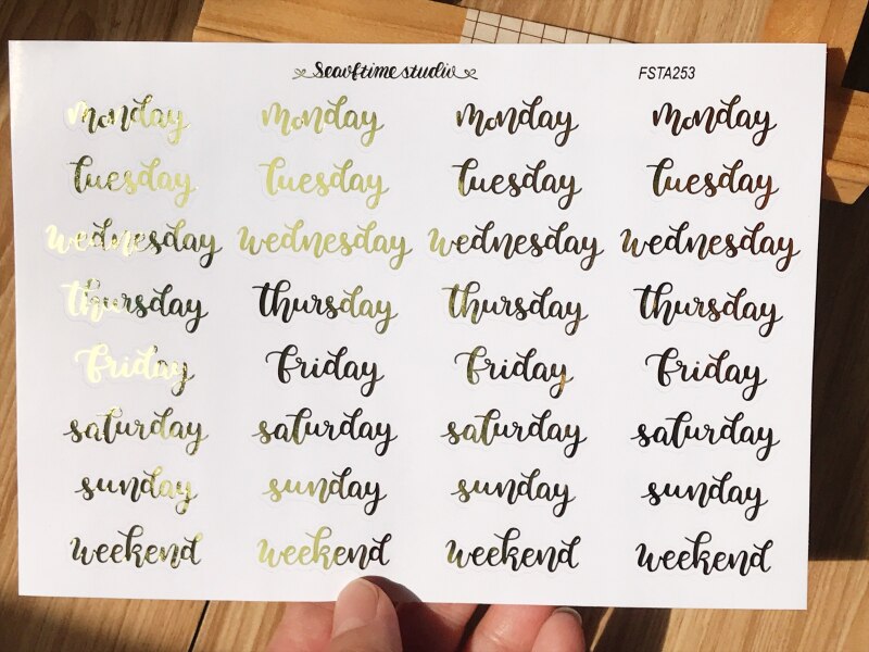 1pc Week Gold stamping sticker English Words Adhes... – Vicedeal