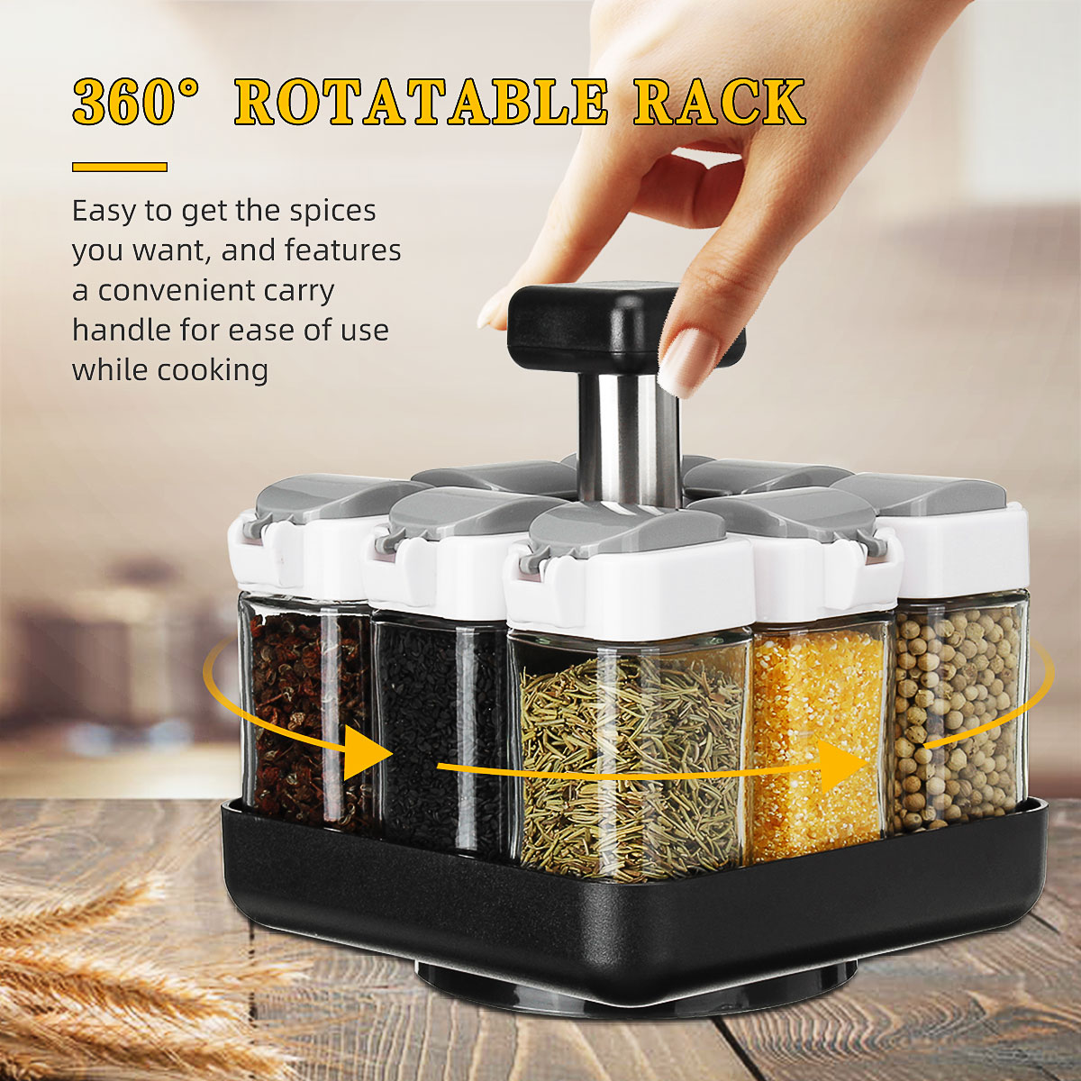 8 Bottles Rotating Spice Storage Rack Stand Holder... – Vicedeal