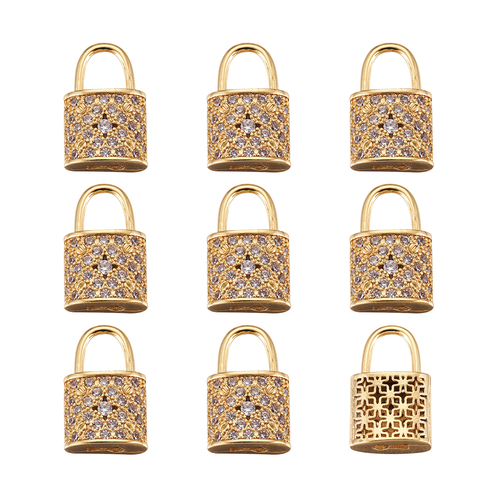 10Pcs Brass Micro Paved CZ Crystal Lock Pendants G... – Vicedeal