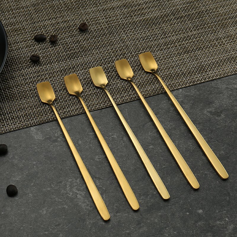 Rostfri omrörningssked guldhuvud kaffesked medicin... – Vicedeal