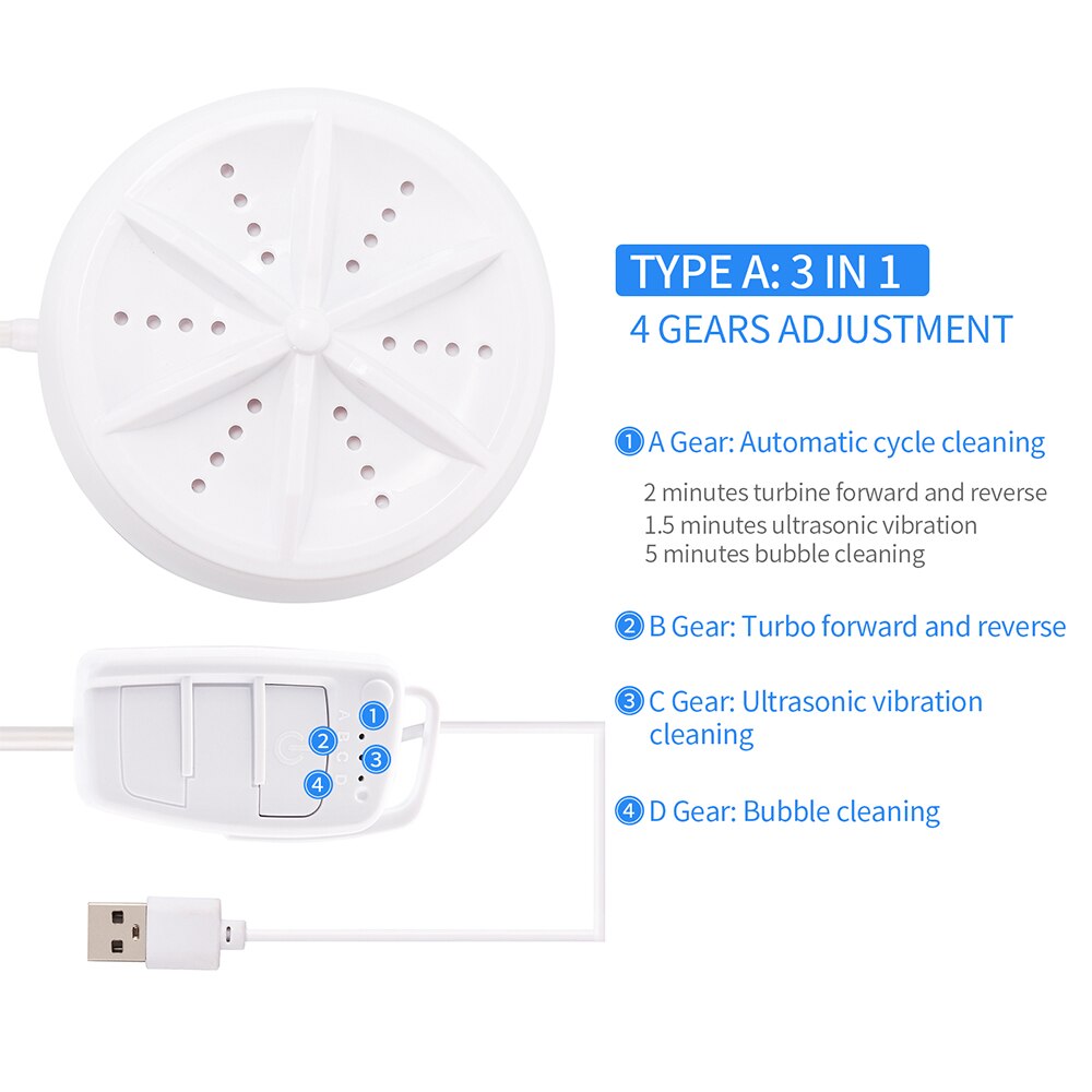 Ultrasonic Turbo Washing Machine Portable Travel W... – Grandado
