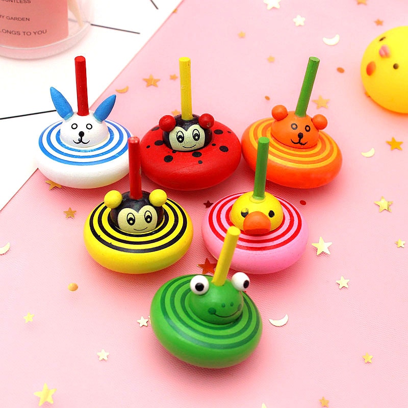 1Pcs Cute Spinning Tops Random Color Wooden Toy Fu... – Grandado