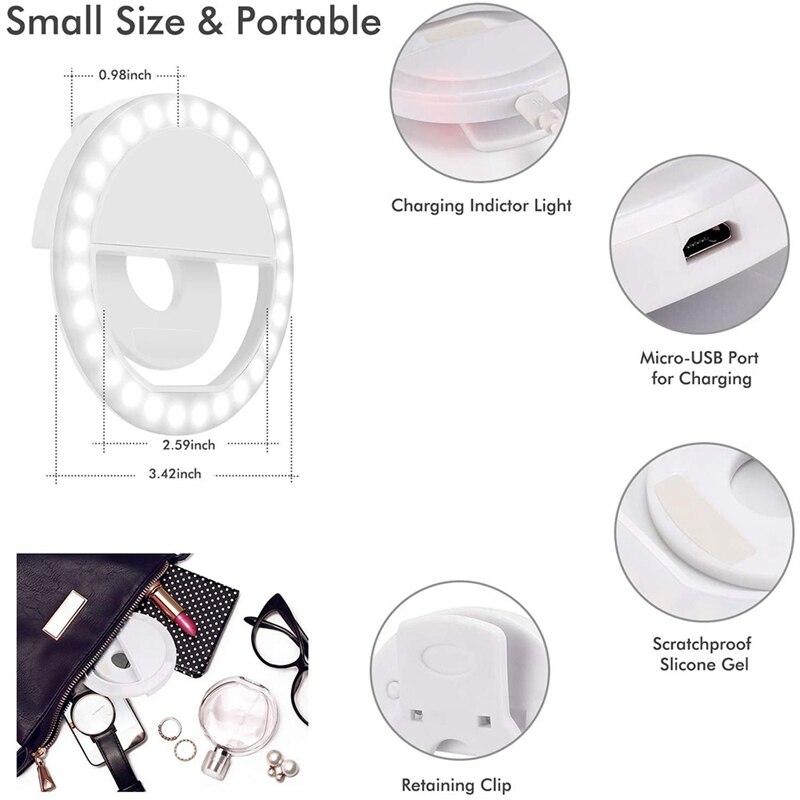 Selfie Ring Light Rechargeable Clip-on Phone Ring ... – Grandado