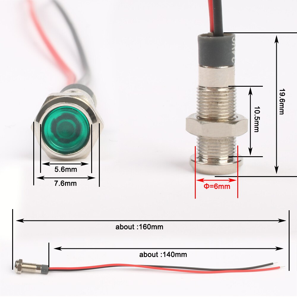 6mm LED Metal Indicator light waterproof Signal la... – Vicedeal