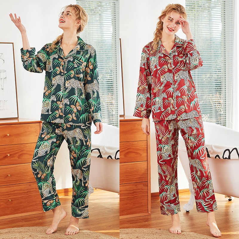 Summer Women Pajamas Sets With Pants Silk Pijama S... – Grandado