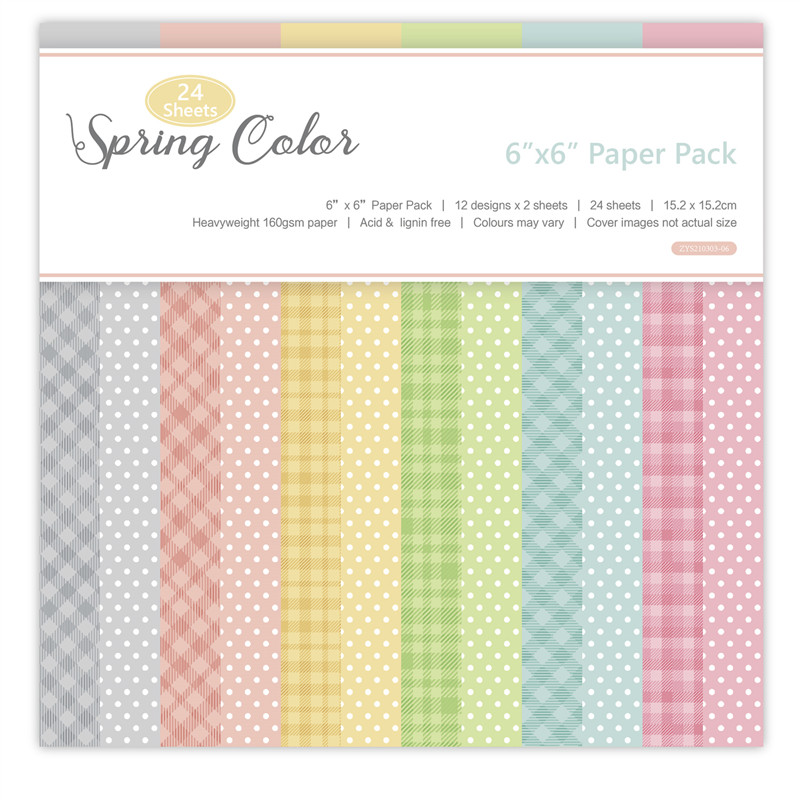 24 sheets 6X6 Spring colors pink Pattern Scrapbook... – Vicedeal