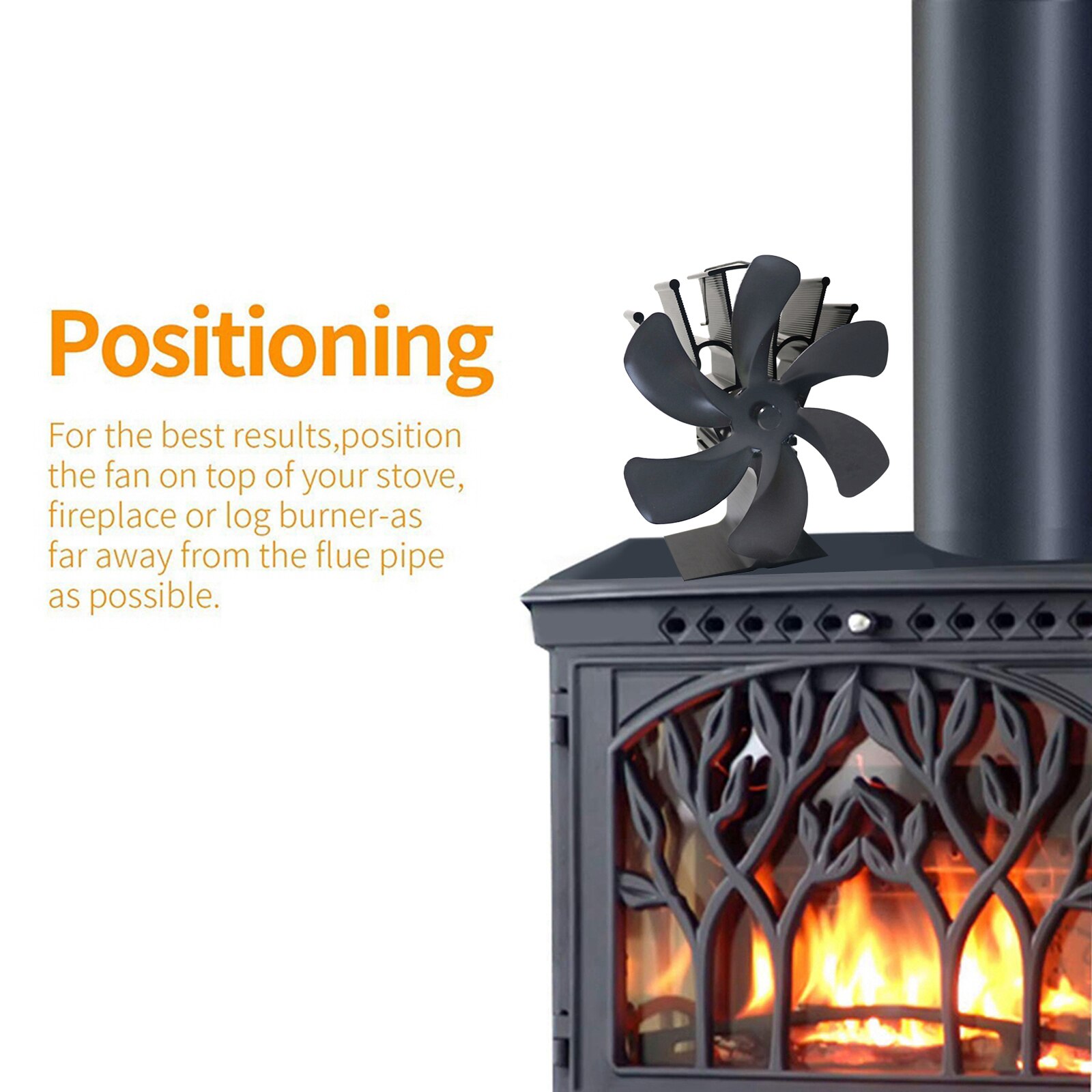 6 Blades Stove Fan Heat Powered Wood/Log Burner Fa... – Vicedeal