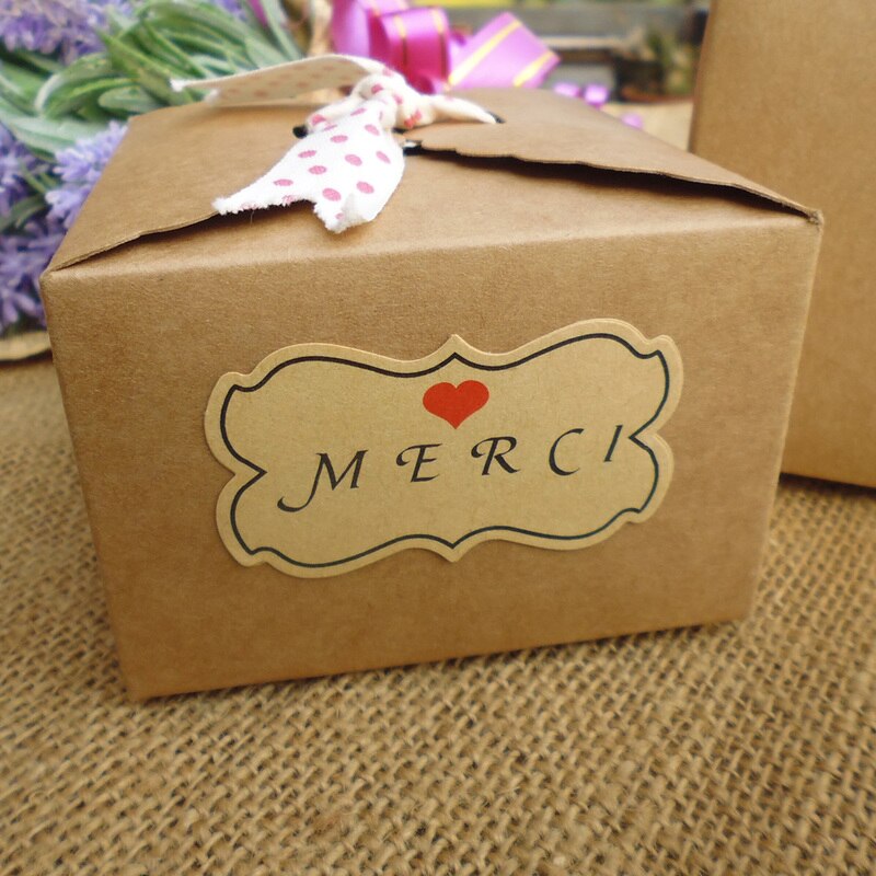 80 stks Big Size Merci Kraft Seal Sticker Met Hart... – Grandado