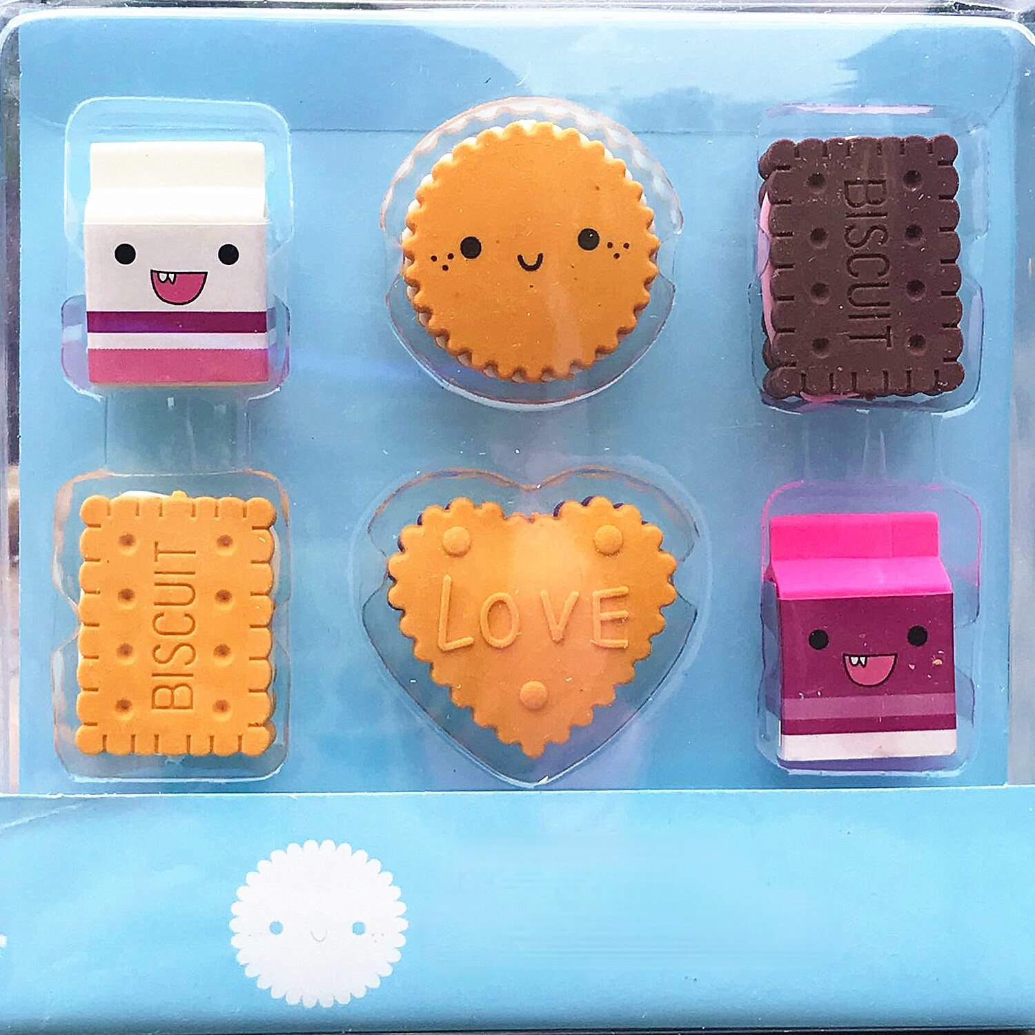 6 pcs/pack kawaii Cartoon Boxed Milk Biscuit Erase... – Grandado