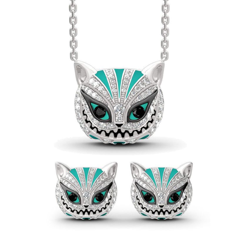 Cool Evil Skull Cat Stud Earrings Pendant Necklace... – Vicedeal