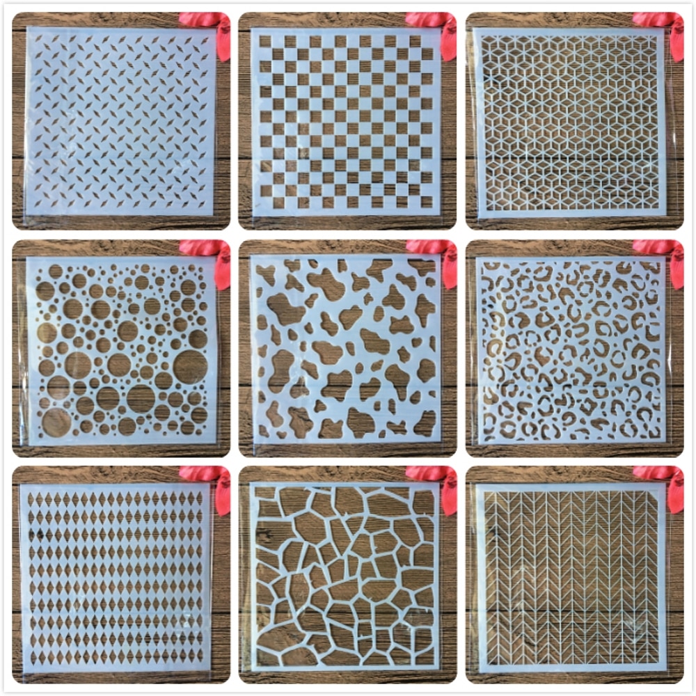 9Pcs 13cm Block Board Grid Texture DIY Layering St... – Grandado