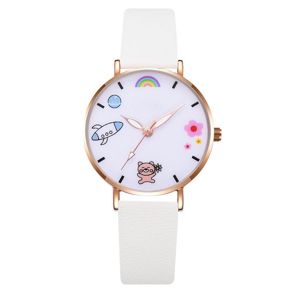 Leuke Patroon Kids Horloge Roze Lederen Band Quart... – Vicedeal