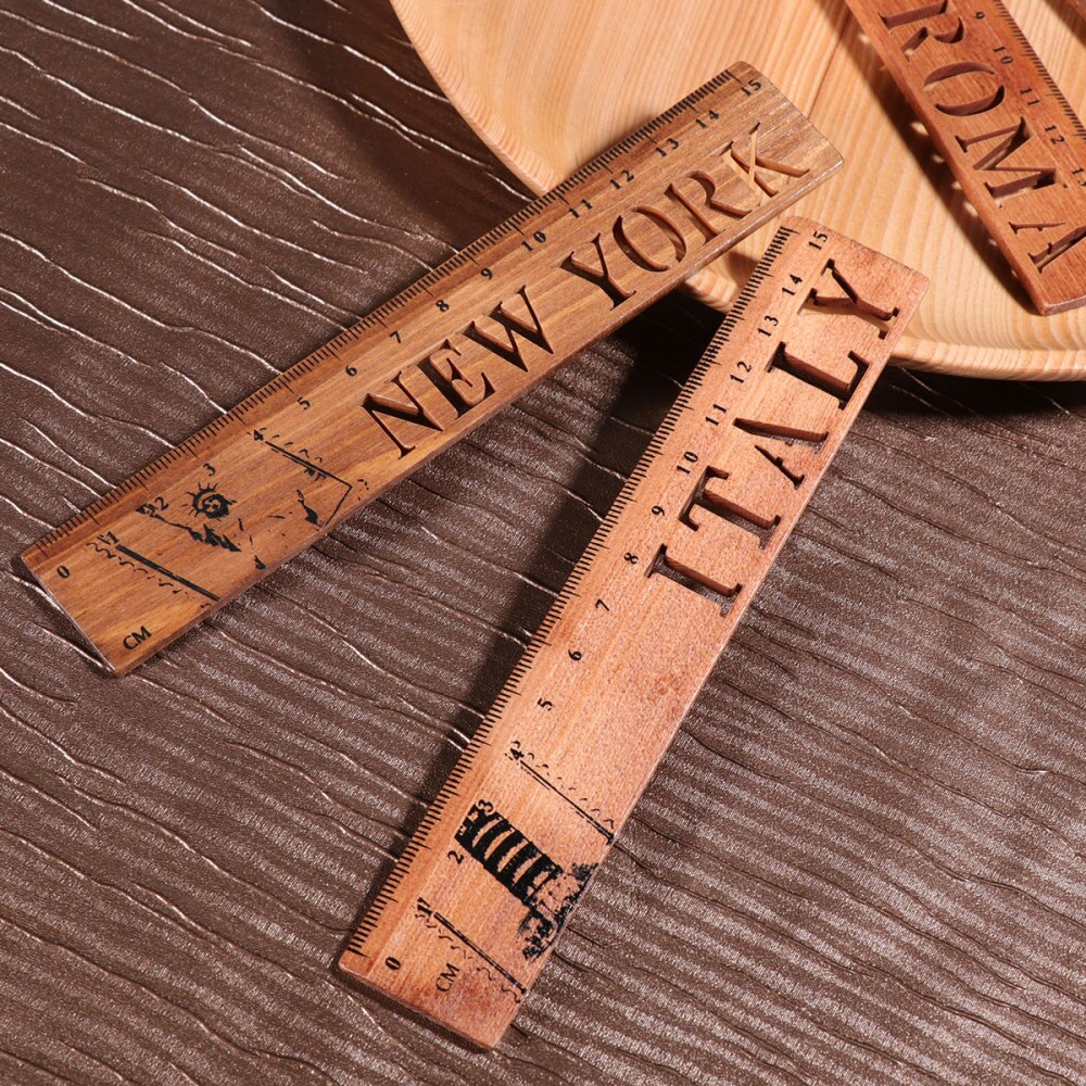 4Pcs Wooden Rulers Retro City Name Rulers Measurin... – Grandado