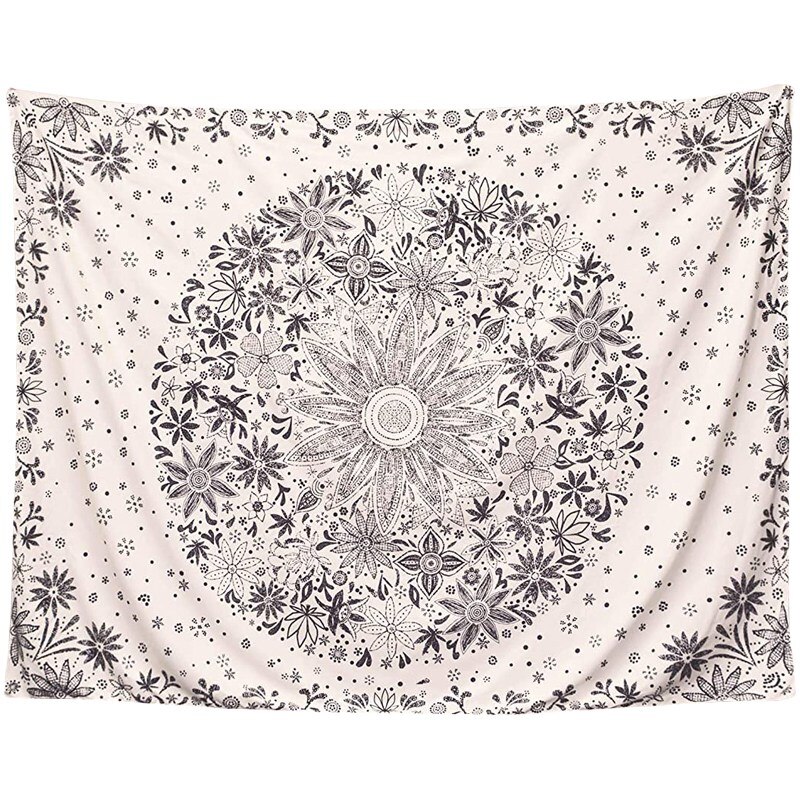Bohemian Tapijt Muur Opknoping, Wit Bloemen Tapijt... – Vicedeal