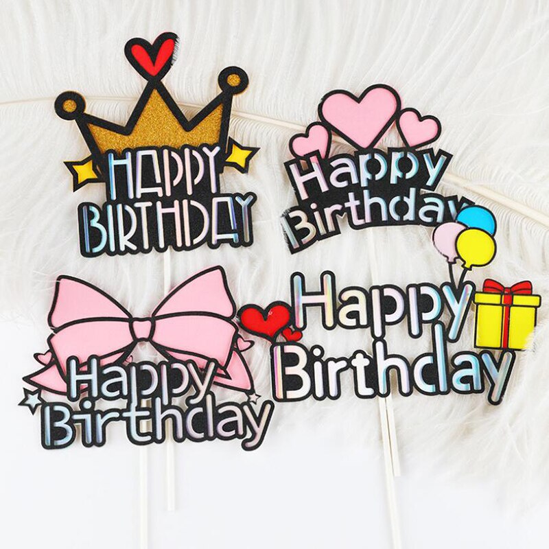 1PCS Happy Birthday Cake Topper Crown Colorful Bal... – Grandado