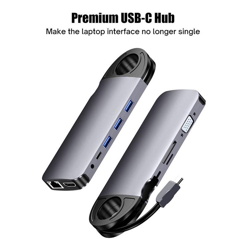10 Port USB C HUB Type-C To RJ45 VGA Gigabit Ether... – Grandado
