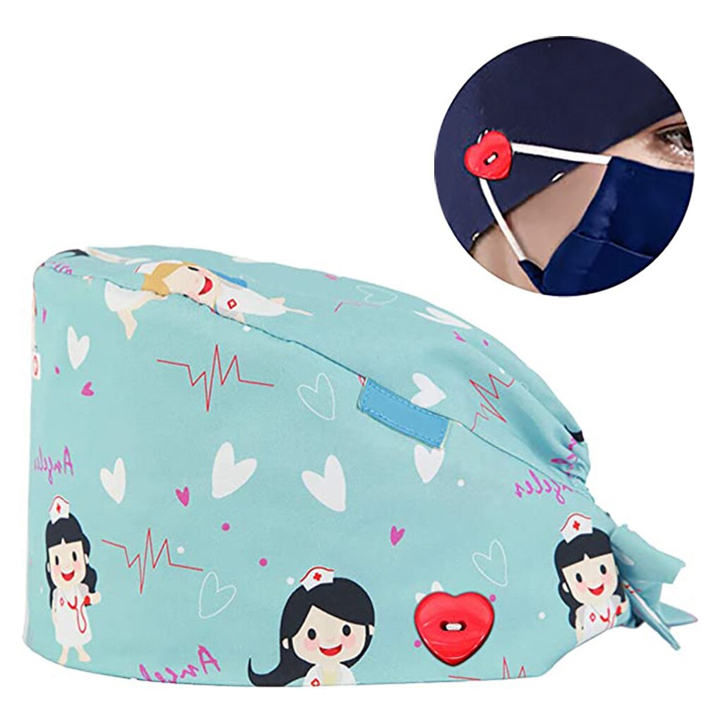 Breathable Scrub Cap Printed Button Work Hat Casua... – Grandado