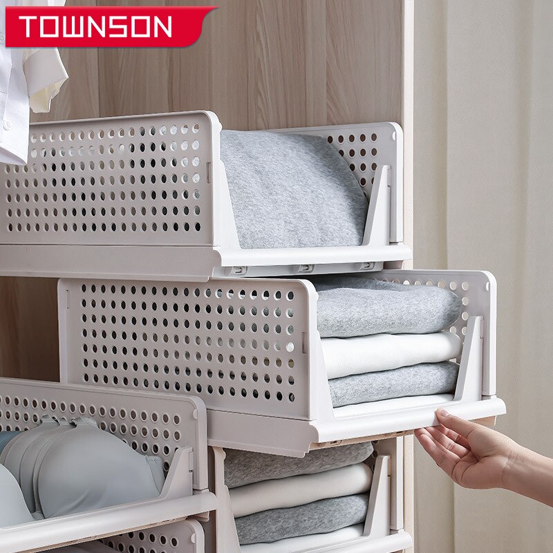 Wardrobe layered partition storage drawer Stackabl... – Vicedeal