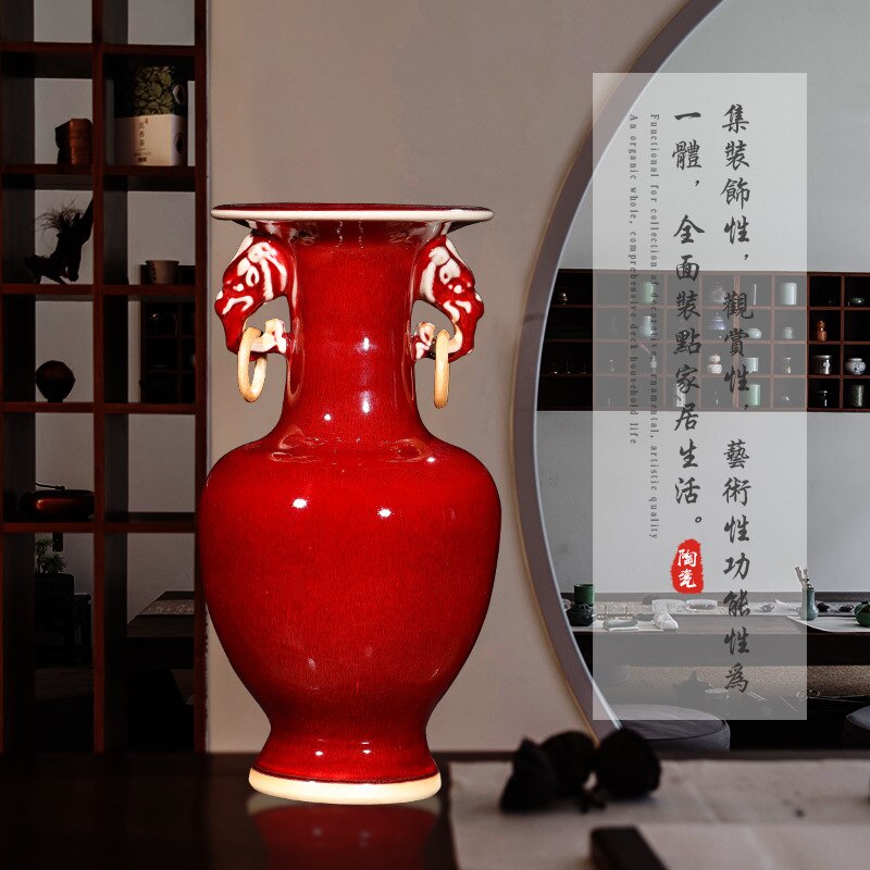 Chinese Style Vase Jingdezhen red Porcelain Crysta... – Grandado