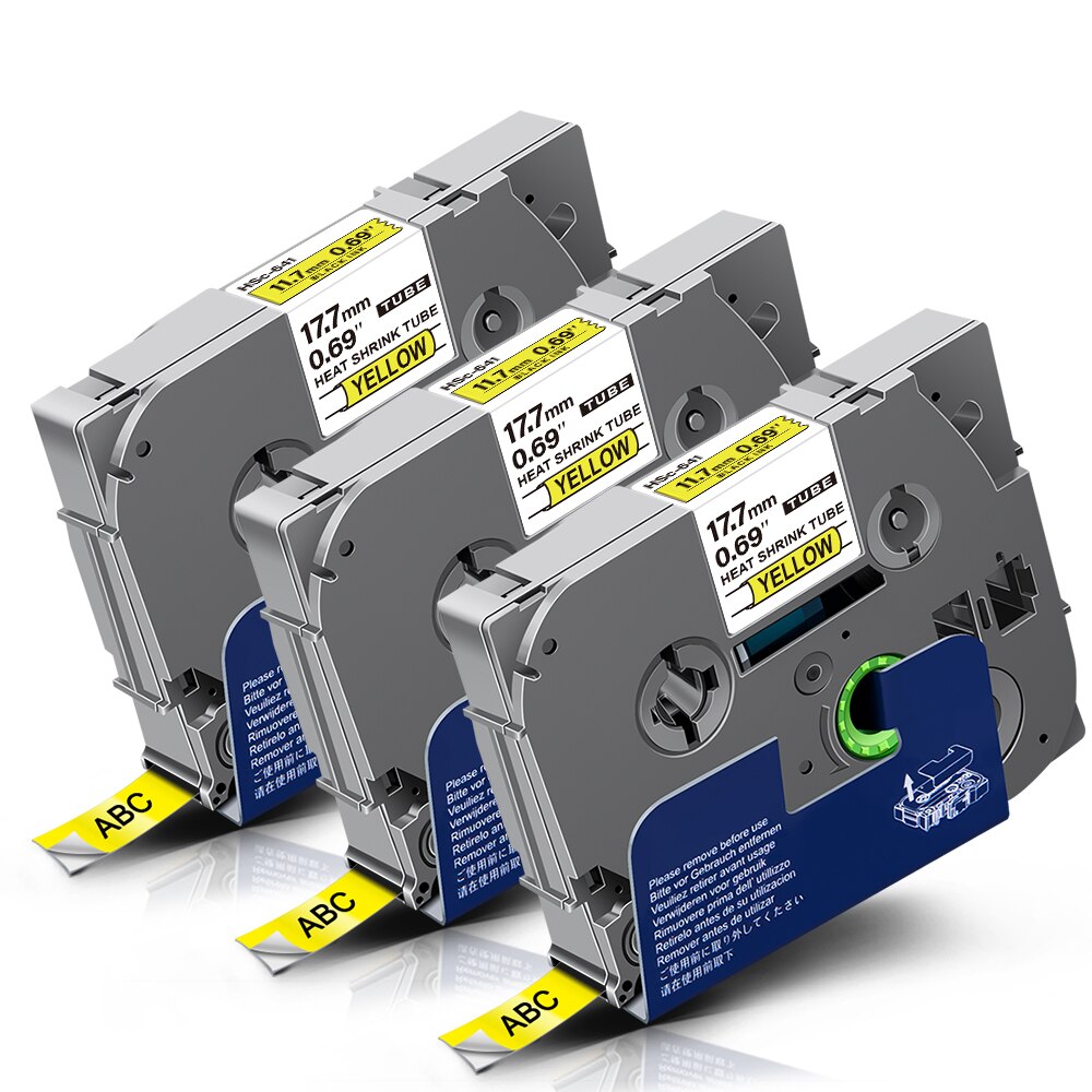 3PK HSe-241 HSe-641 Labels Black on Yellow Heat Sh... – Grandado