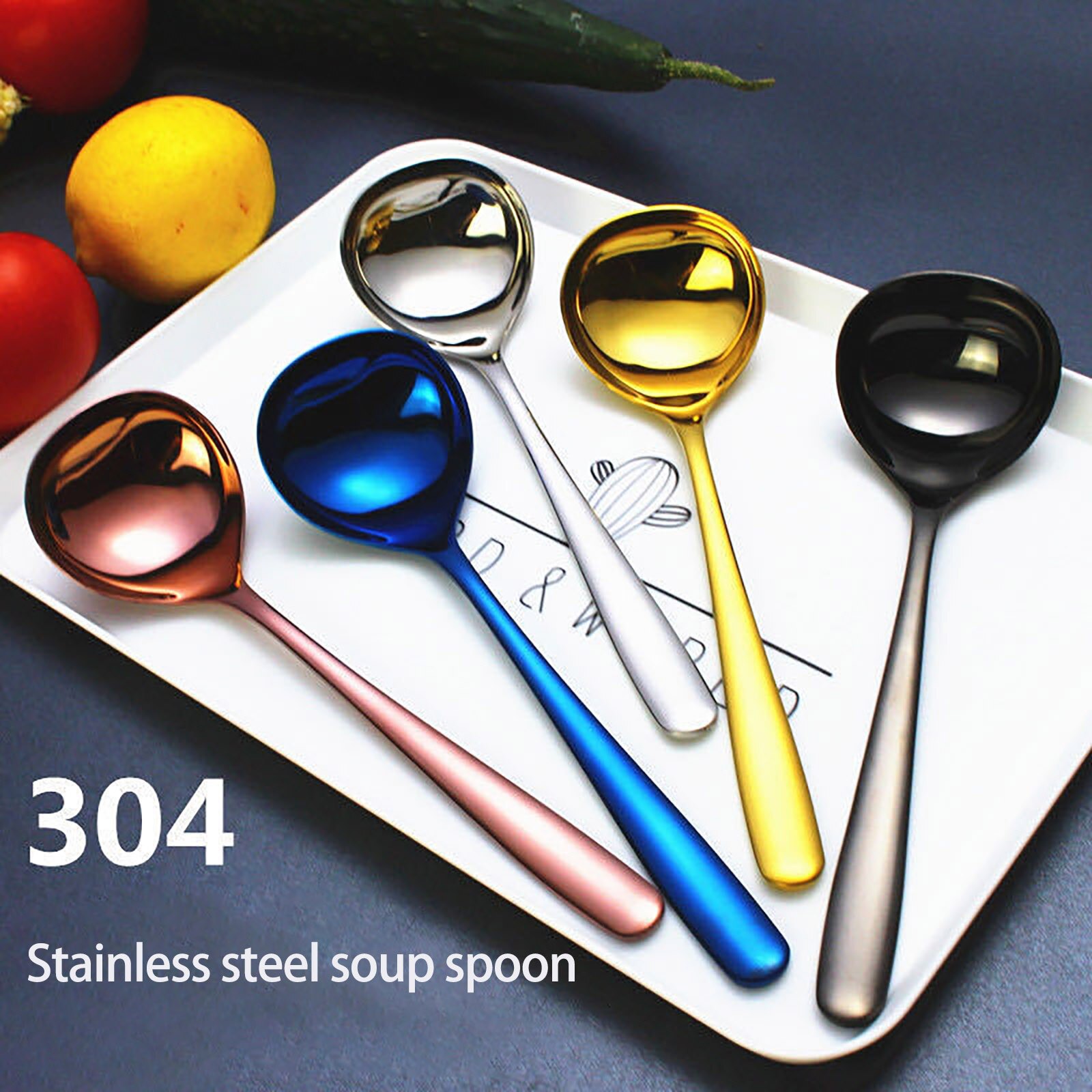 Spoon Multiple Colors Stainless Steel Sauce Multi-... – Grandado