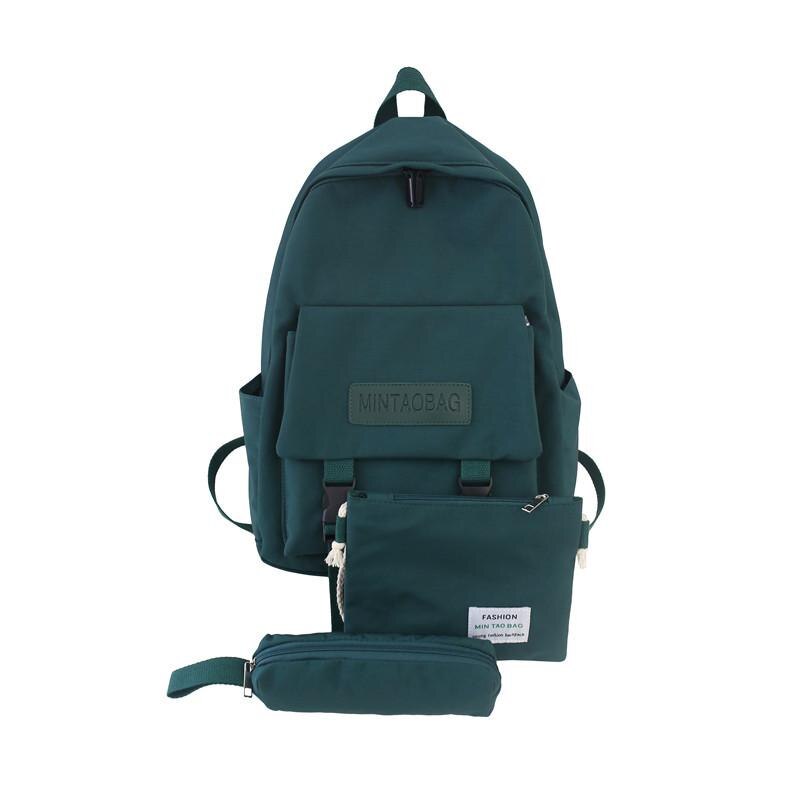 3set Solid Color School Bags Casual Women Backpack... – Grandado