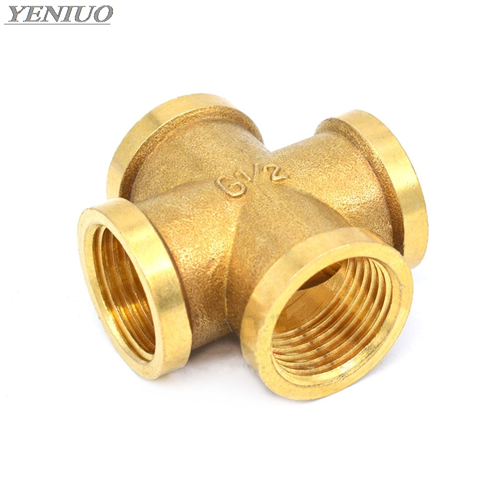 Messing rørfitting 4 -vejs konnektor kryds 1/4 &qu... – Vicedeal