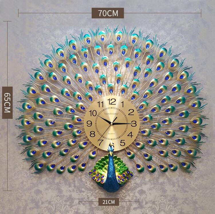 Modern Peacock Wall Clock Home Decor Wall Watch Li... – Vicedeal