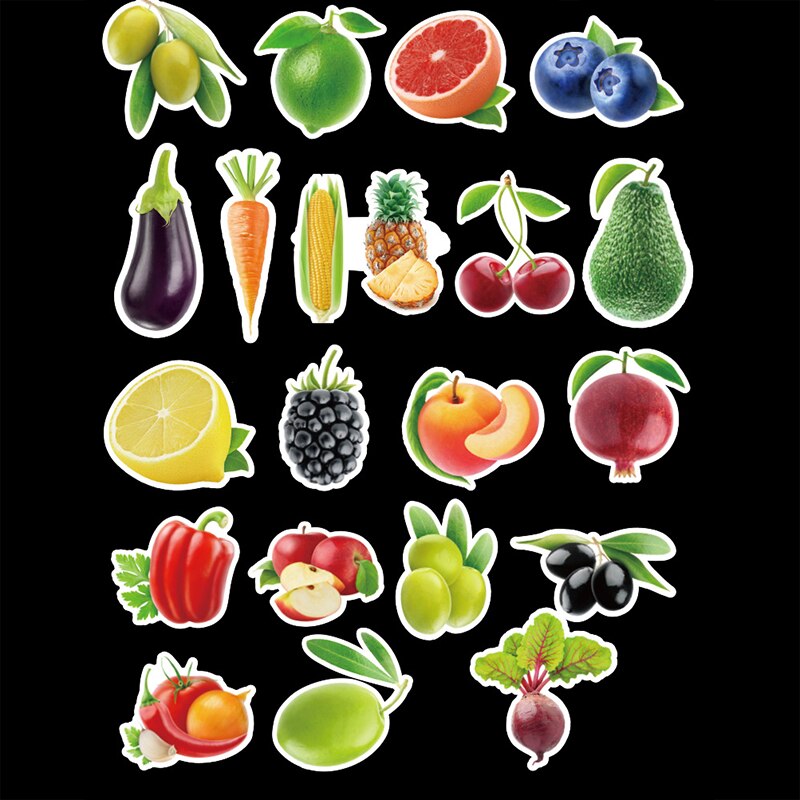 100pcs Fruit Vegetable Green Plant Doodle Stickers... – Grandado