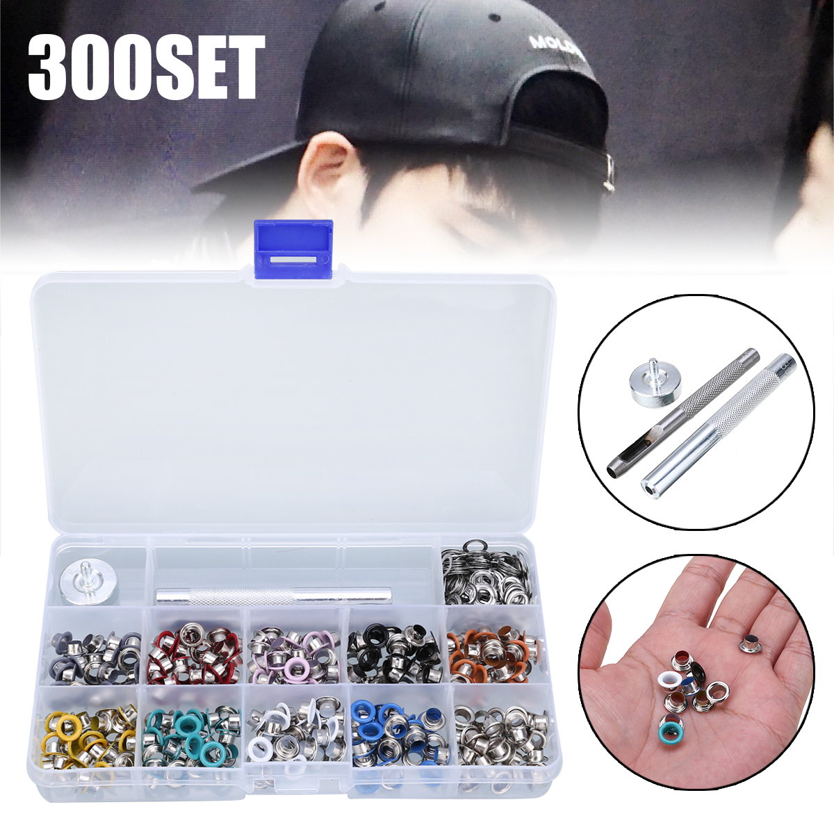 300pcs Metalen Oogjes Multicolor Oogjes Tool Set L... – Grandado