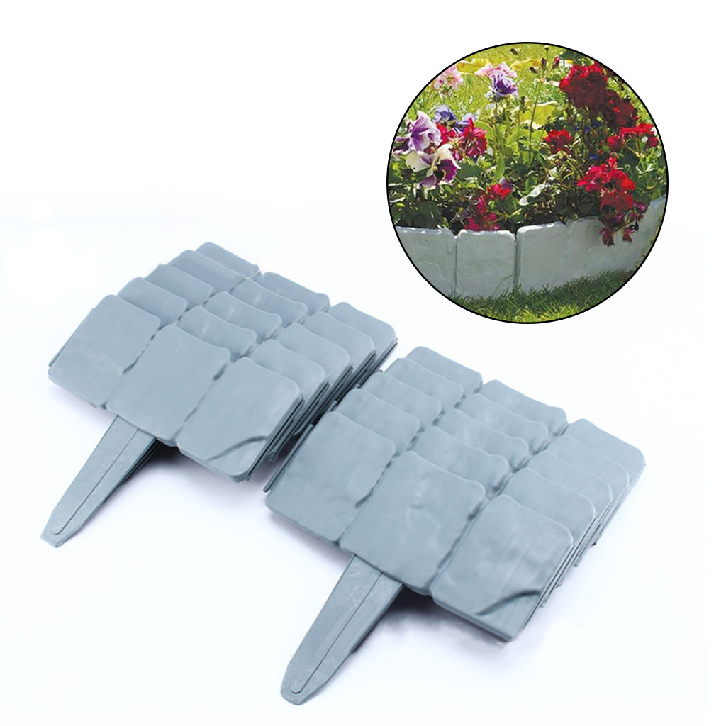 10Pcs Grey Garden Fence Edging Cobbled Stone Effec... – Grandado