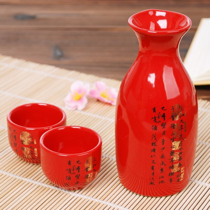 Chinese wedding red Japanese ceramic sake wineware... – Grandado
